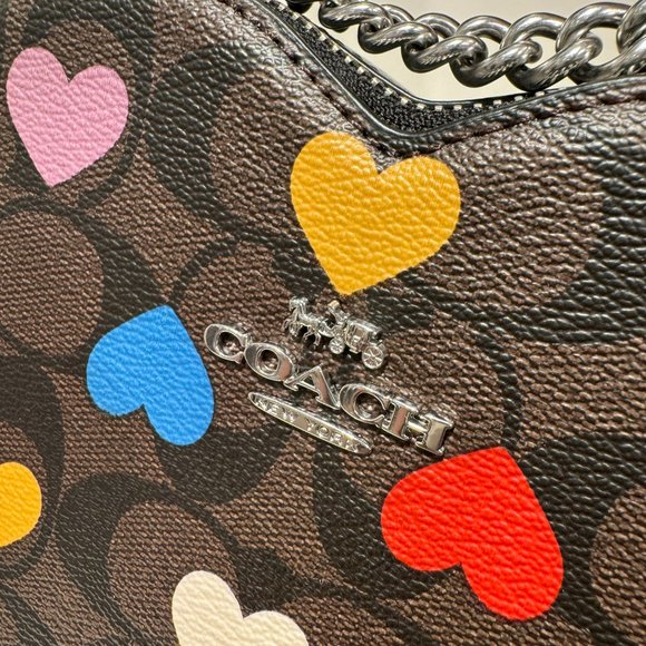 Coach | Bags | Coach Heart Crossbody In Signature Canvas With Heart ...